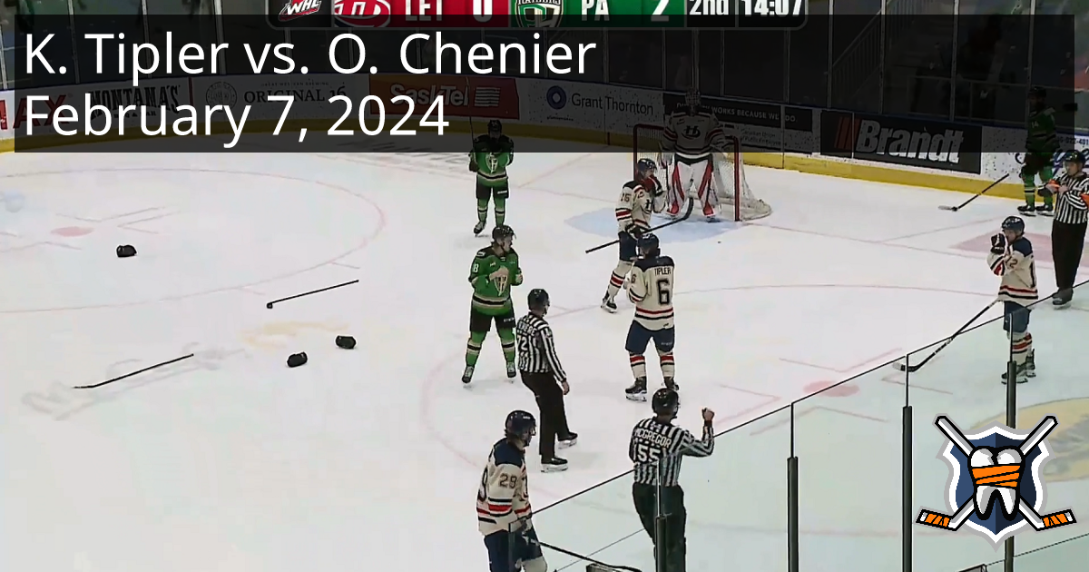 Kale Tipler vs. Oli Chenier, February 7, 2024 - Lethbridge Hurricanes ...