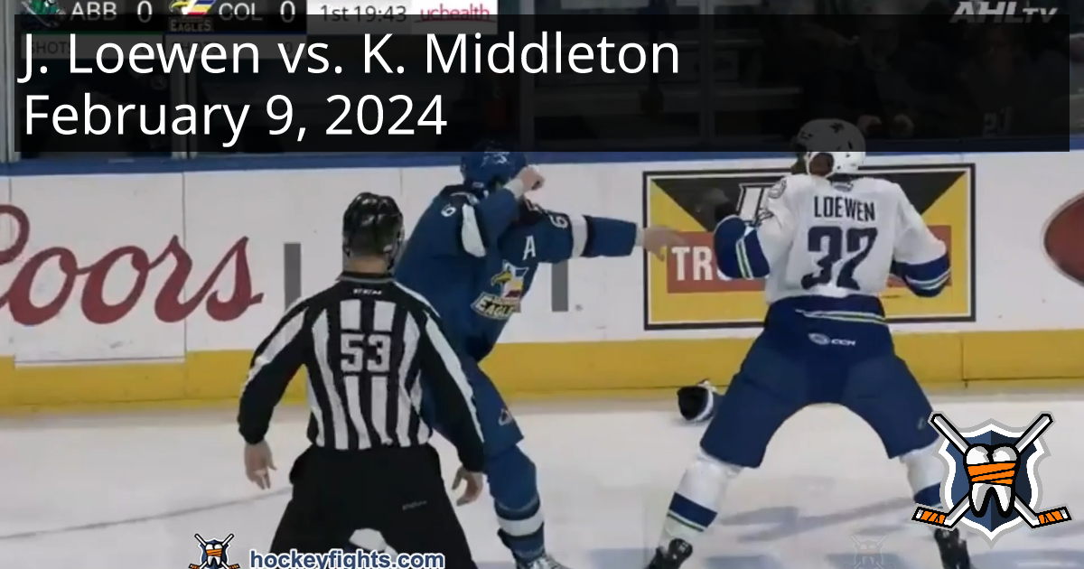 Jermaine Loewen vs. Keaton Middleton, February 9, 2024 - Abbotsford Canucks vs. Colorado Eagles ...