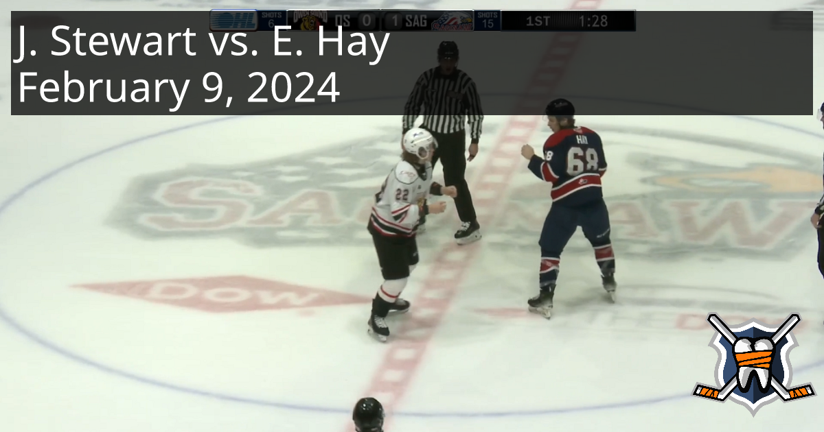 Jackson Stewart vs. Ethan Hay, February 9, 2024 - Owen Sound Attack vs ...