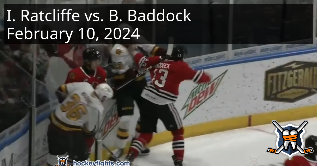 Isaac Ratcliffe vs. Brandon Baddock, February 10, 2024 - Chicago Wolves ...