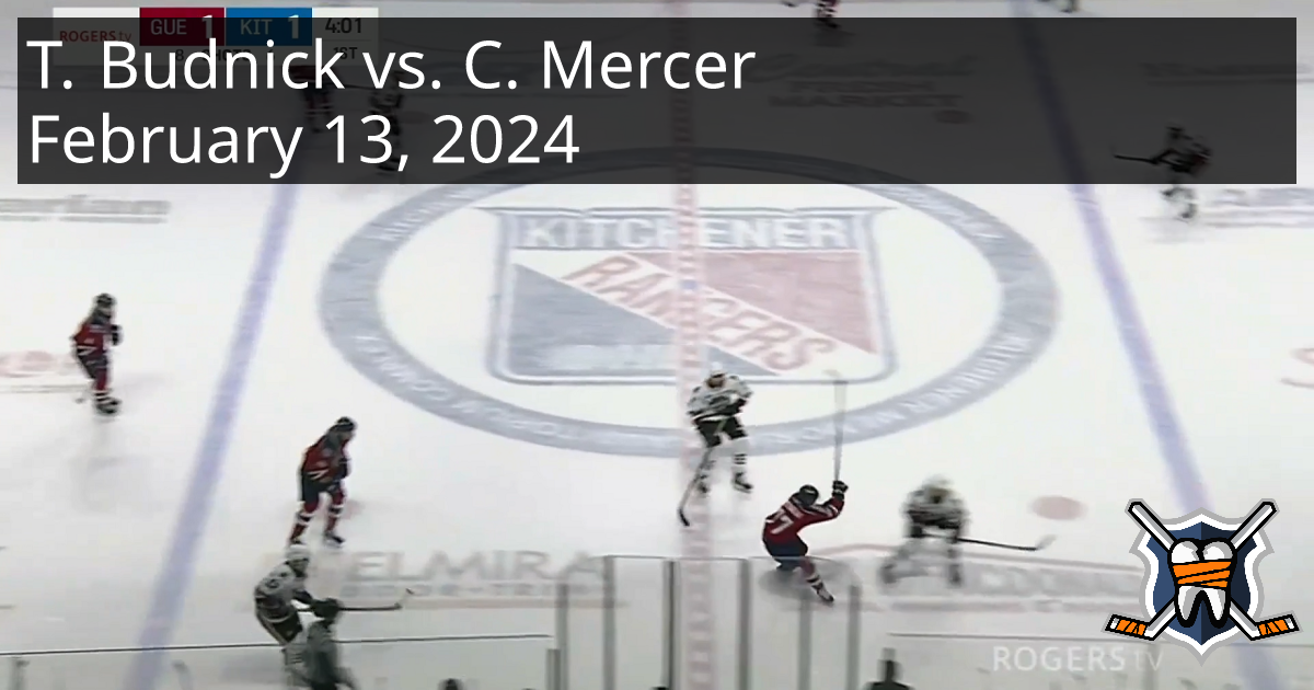 Thomas Budnick vs. Cameron Mercer, February 13, 2024 - Guelph Storm vs ...