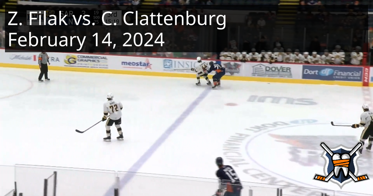 Zach Filak vs. Connor Clattenburg, February 14, 2024 - Sarnia Sting vs ...