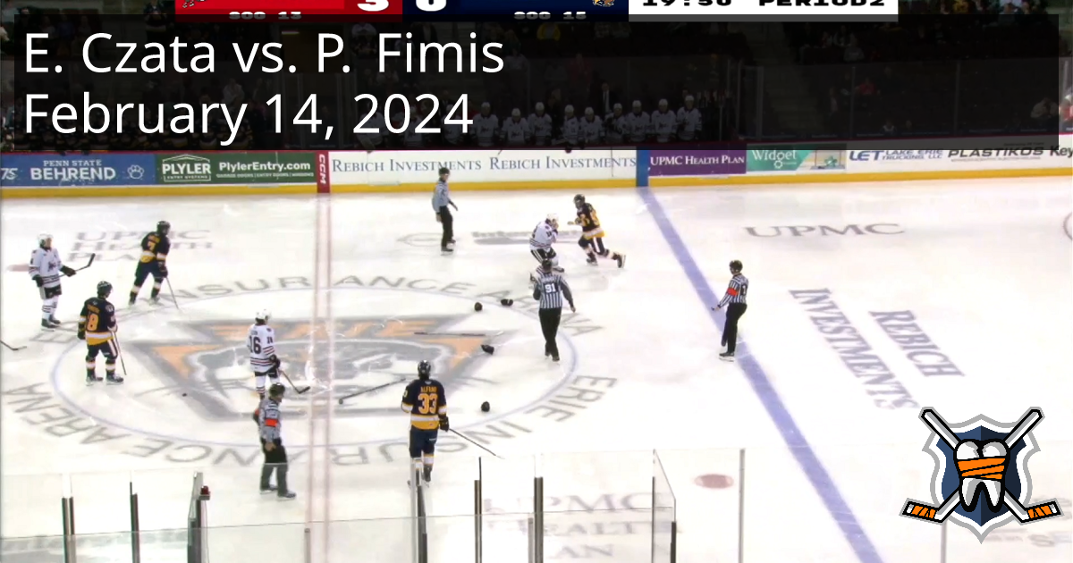 Ethan Czata vs. Pano Fimis, February 14, 2024 - Niagara IceDogs vs. Erie Otters | HockeyFights