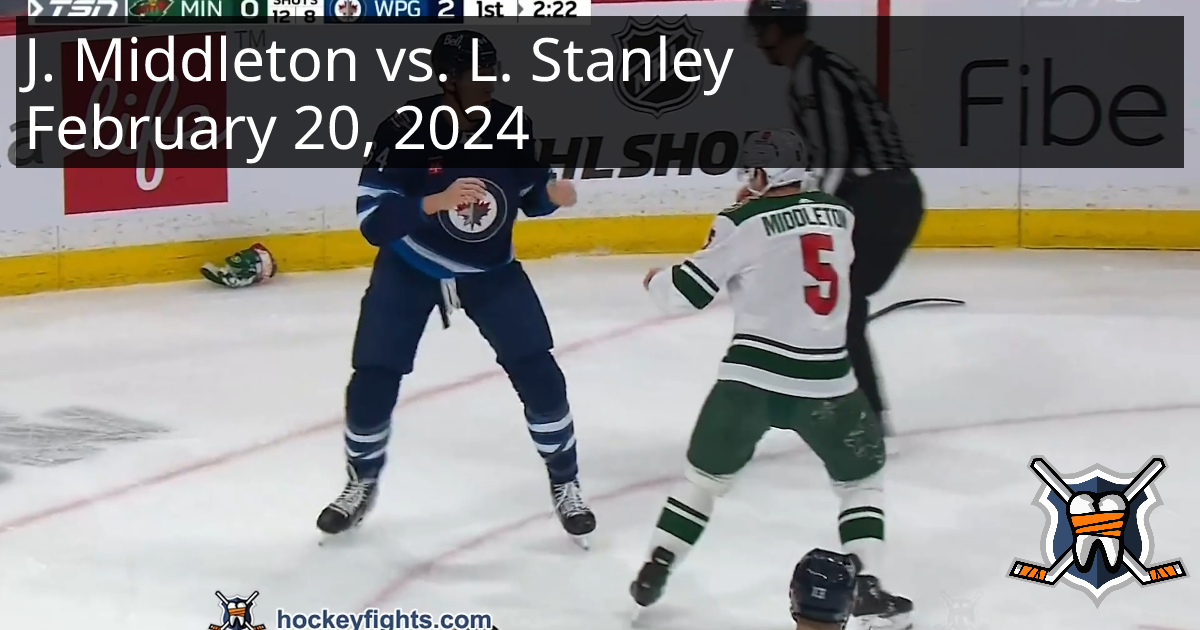 Jacob Middleton vs. Logan Stanley, February 20, 2024 - Minnesota Wild ...
