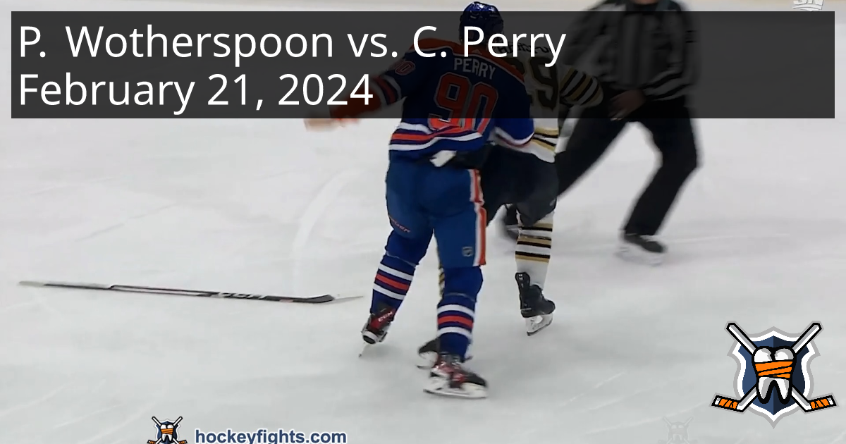 Parker Wotherspoon vs. Corey Perry, February 21, 2024 - Boston Bruins ...