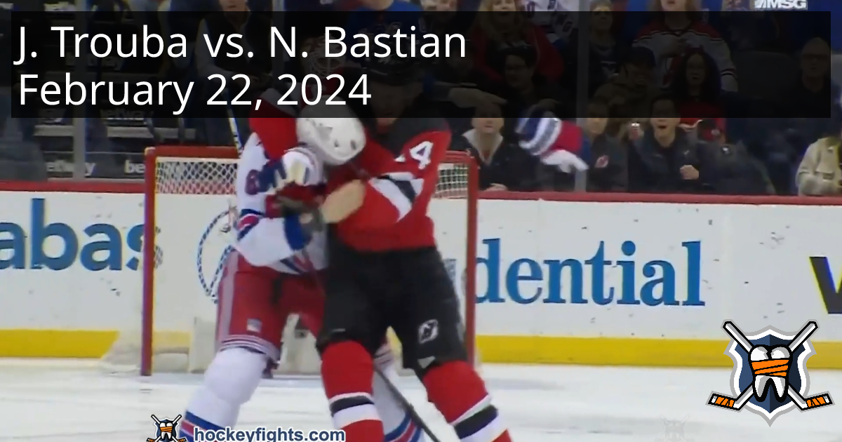Jacob Trouba vs. Nathan Bastian, February 22, 2024 - New York Rangers ...