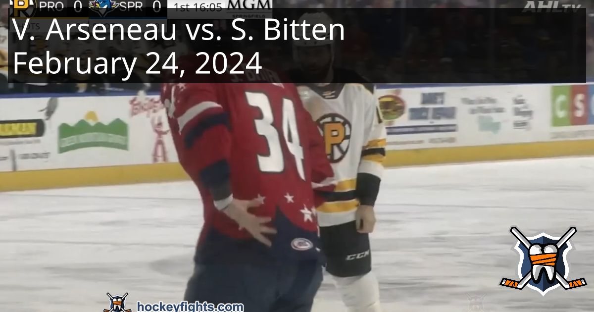 Vincent Arseneau vs. Sam Bitten, February 24, 2024 - Providence Bruins ...