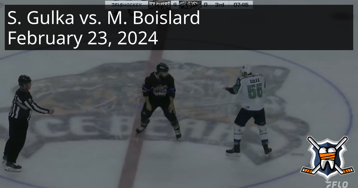 Sean Gulka vs. Mathieu Boislard, February 23, 2024 - Pensacola Ice ...