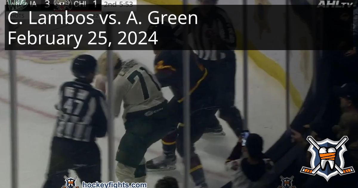 Carson Lambos vs. Alex Green, February 25, 2024 - Iowa Wild vs. Chicago ...