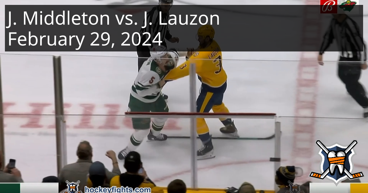 Jacob Middleton vs. Jeremy Lauzon, February 29, 2024 - Minnesota Wild ...