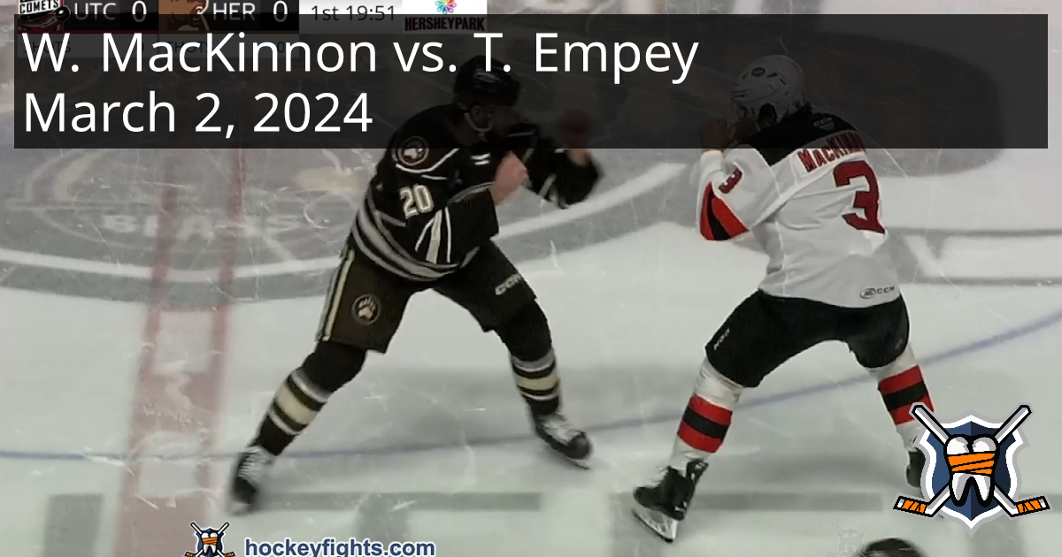 William MacKinnon vs. Tyson Empey, March 2, 2024 - Utica Comets vs ...