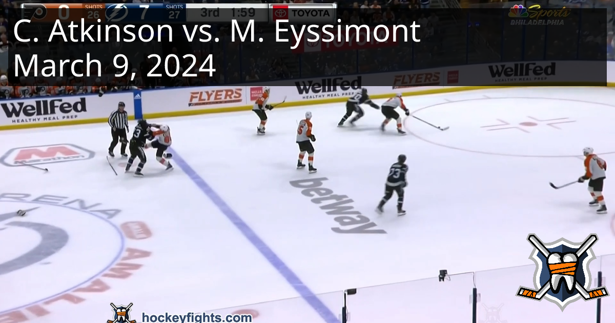Cam Atkinson vs. Michael Eyssimont, March 9, 2024 - Philadelphia Flyers ...