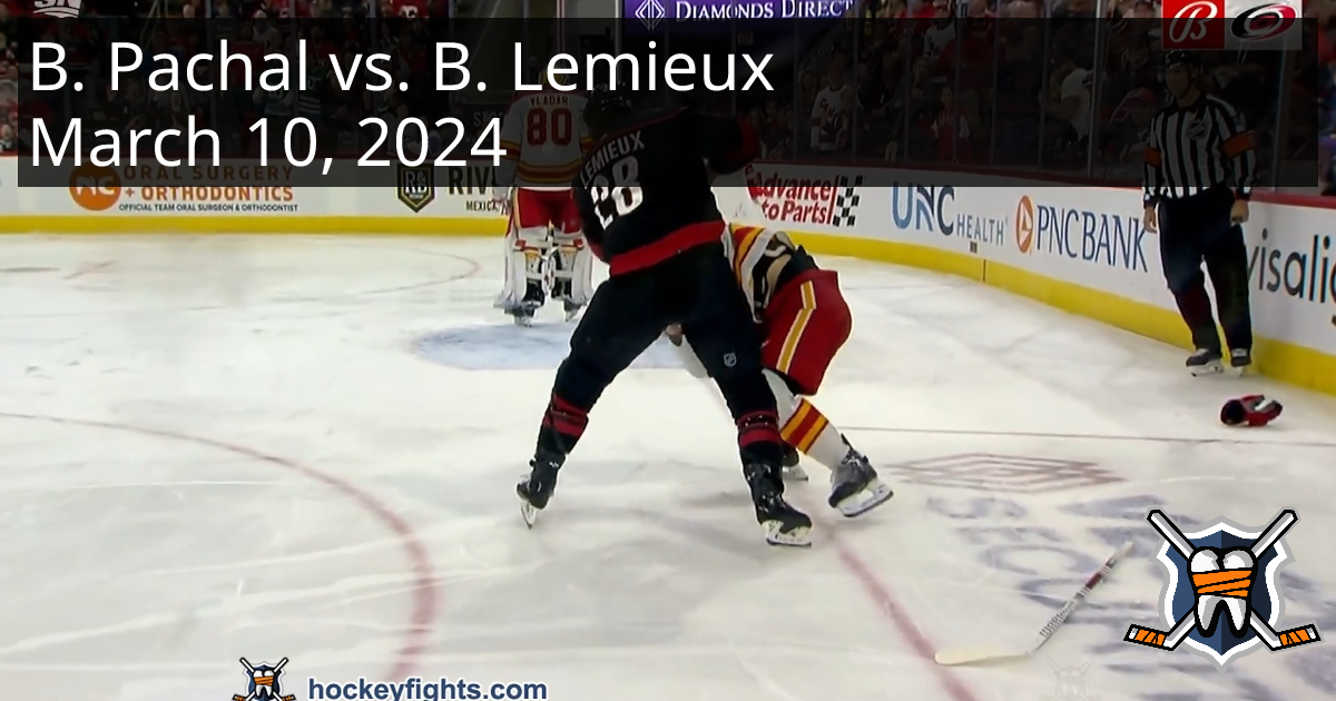 Brayden Pachal vs. Brendan Lemieux, March 10, 2024 - Calgary Flames vs ...