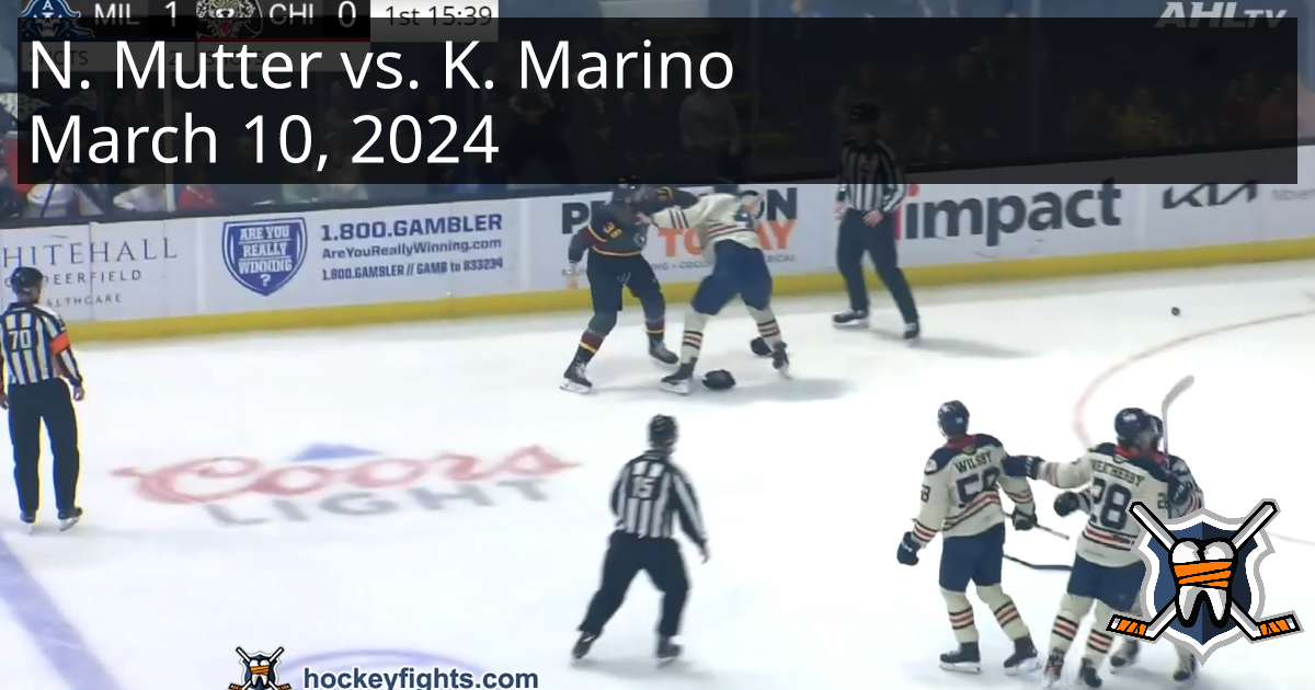 Navrin Mutter vs. Kyle Marino, March 10, 2024 - Milwaukee Admirals vs ...