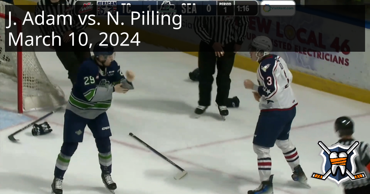 Jaxen Adam vs. Nathan Pilling, March 10, 2024 - Tri-City Americans vs ...