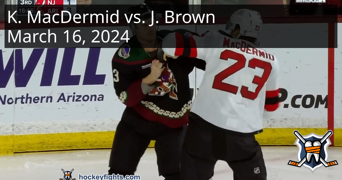 Kurtis MacDermid vs. Josh Brown, March 16, 2024 - New Jersey Devils vs ...