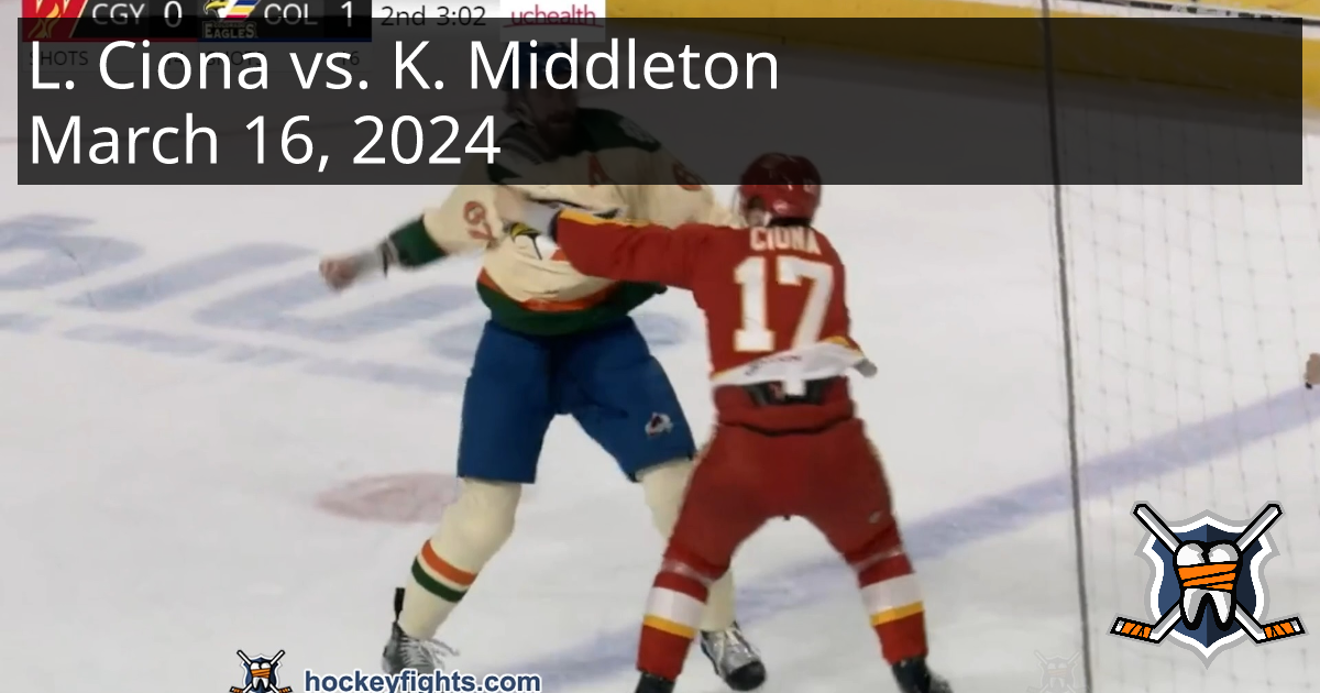 Lucas Ciona vs. Keaton Middleton, March 16, 2024 - Calgary Wranglers vs ...