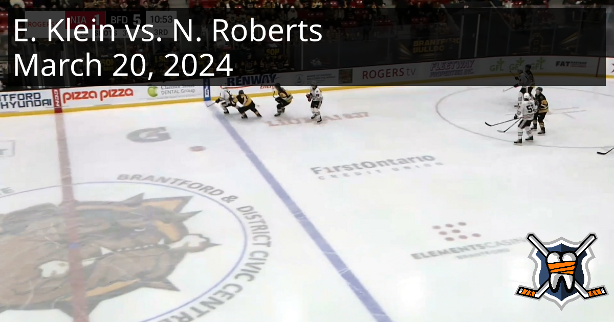 Evan Klein vs. Noah Roberts, March 20, 2024 - Niagara IceDogs vs ...