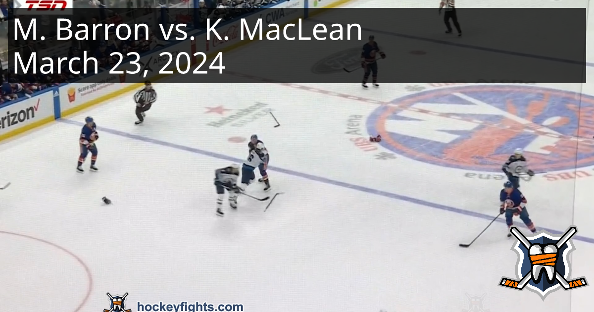 Morgan Barron vs. Kyle MacLean, March 23, 2024 - Winnipeg Jets vs. New ...