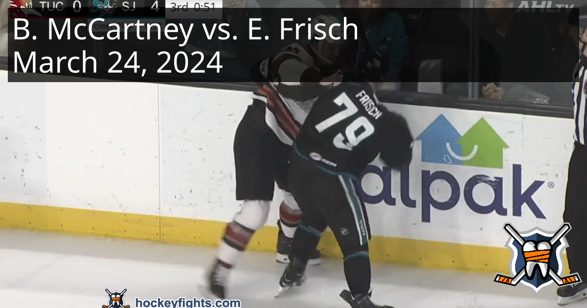 Ben McCartney vs. Ethan Frisch, March 24, 2024 - Tucson Roadrunners vs ...