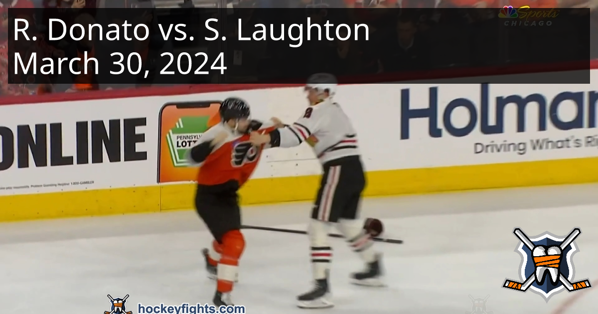 Ryan Donato vs. Scott Laughton, March 30, 2024 - Chicago Blackhawks vs ...