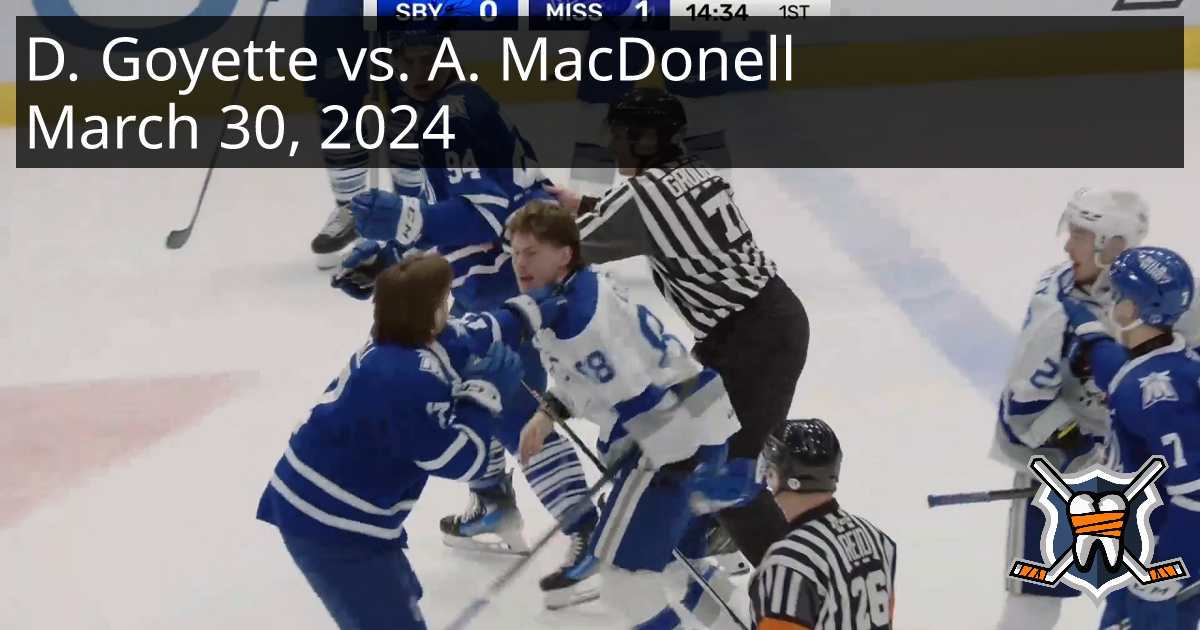 David Goyette vs. Angus MacDonell, March 30, 2024 - Sudbury Wolves vs ...