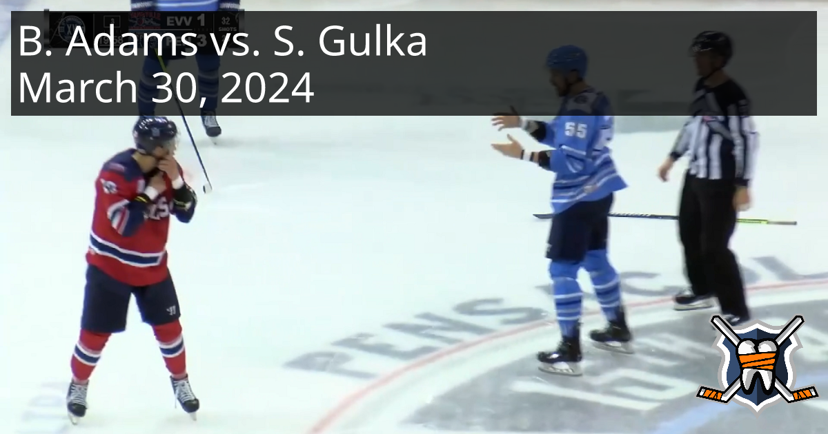 Bronson Adams vs. Sean Gulka, March 30, 2024 - Evansville Thunderbolts ...