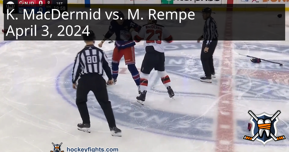 Kurtis MacDermid vs. Matt Rempe, April 3, 2024 - New Jersey Devils vs ...