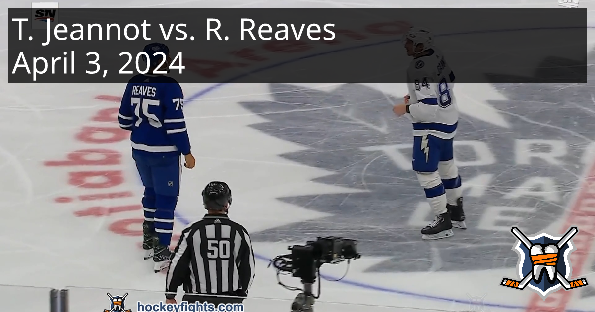 Tanner Jeannot vs. Ryan Reaves, April 3, 2024 - Tampa Bay Lightning vs ...
