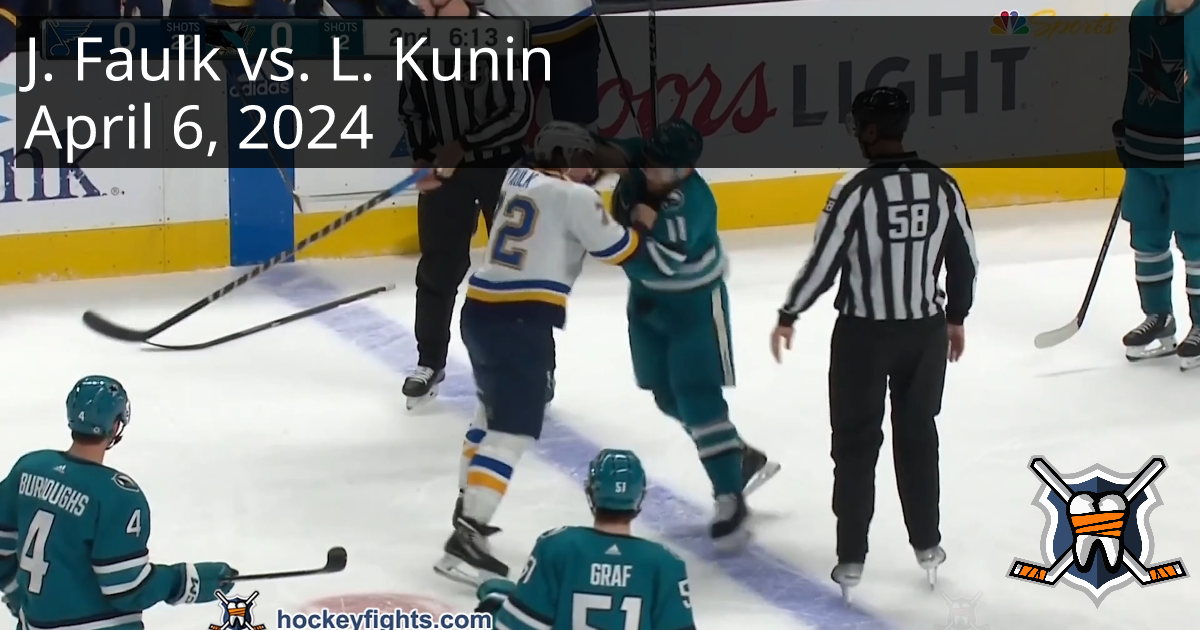 Justin Faulk vs. Luke Kunin, April 6, 2024 - St Louis Blues vs. San ...