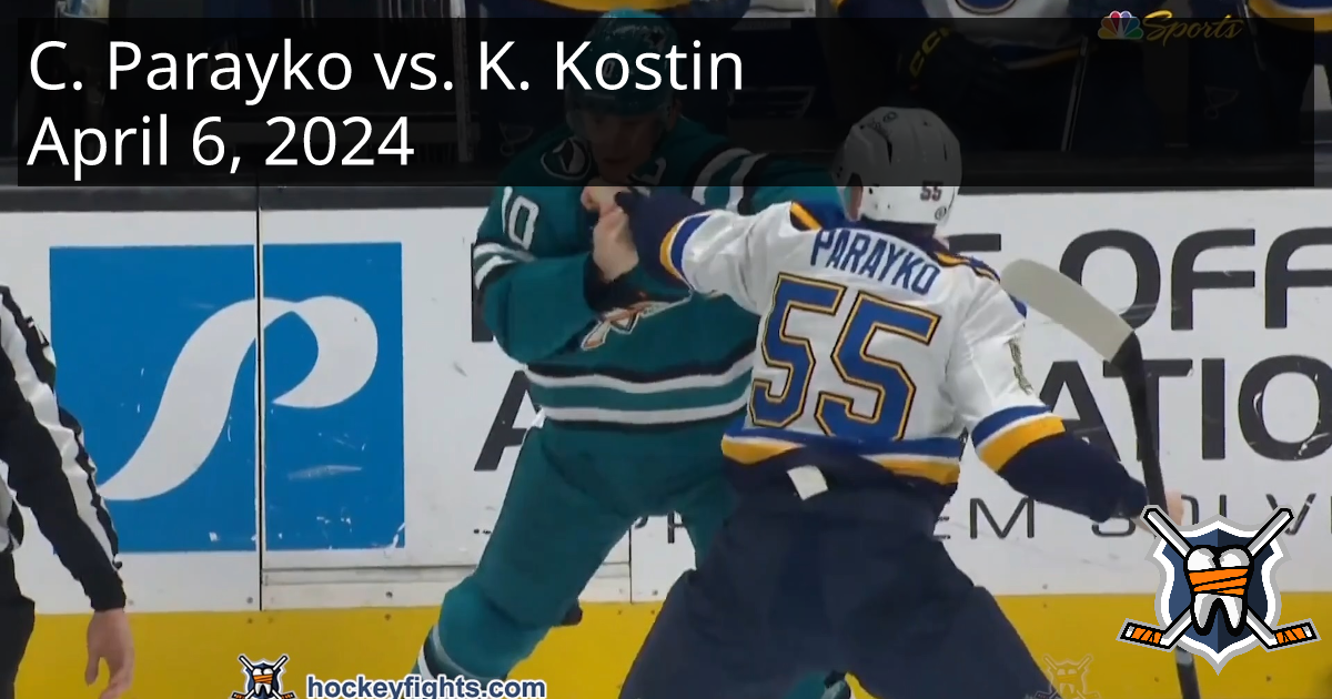 Colton Parayko vs. Klim Kostin, April 6, 2024 - St Louis Blues vs. San ...
