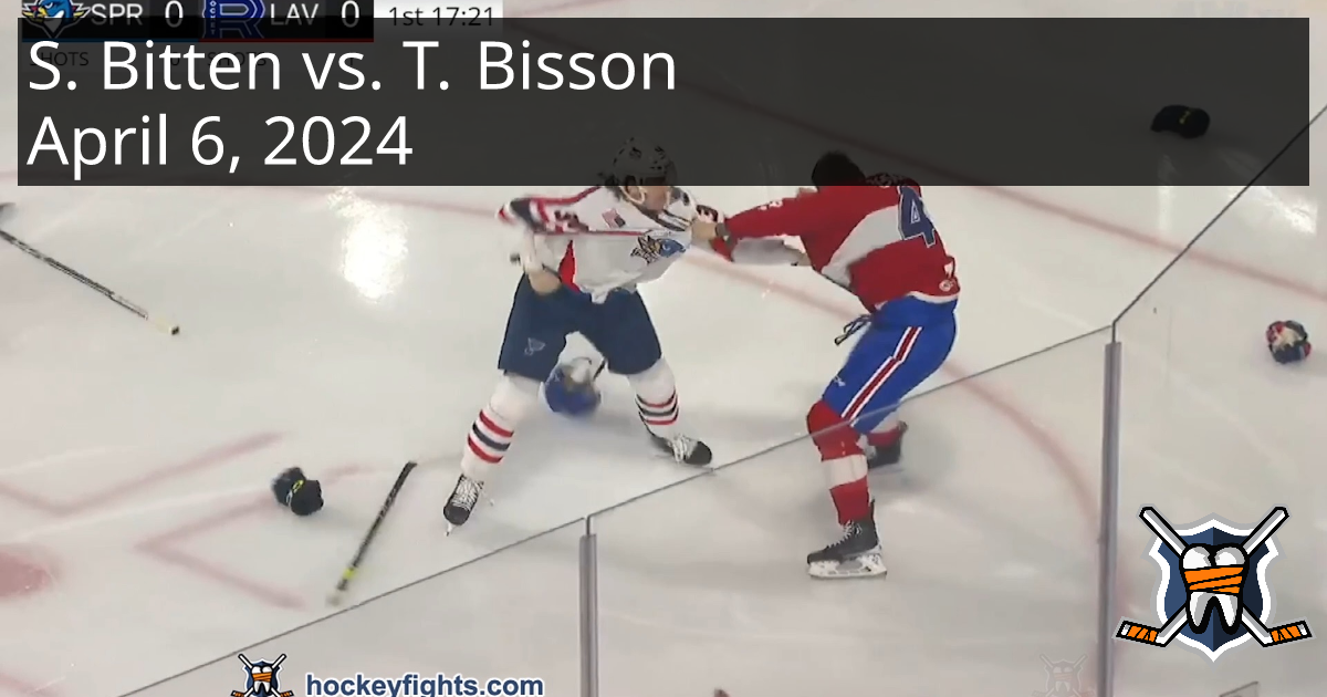 Sam Bitten vs. Tobie Bisson, April 6, 2024 - Springfield Thunderbirds ...