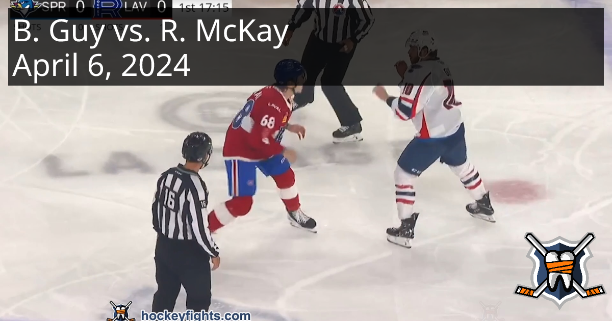 Brayden Guy vs. Riley McKay, April 6, 2024 - Springfield Thunderbirds ...