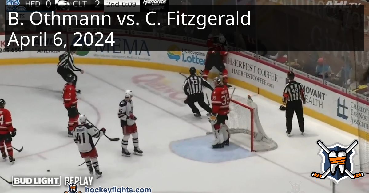Brennan Othmann vs. Casey Fitzgerald, April 6, 2024 - Hartford Wolf ...