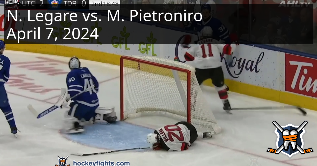 Nathan Legare vs. Matteo Pietroniro, April 7, 2024 - Utica Comets vs ...