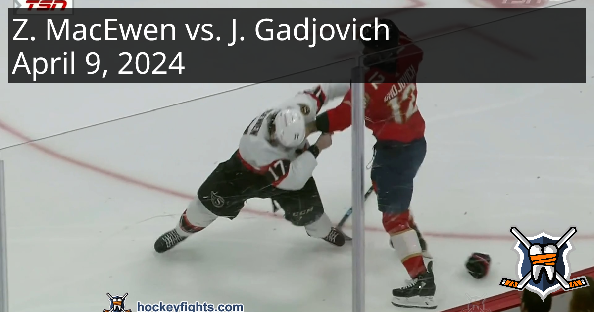 Zack MacEwen vs. Jonah Gadjovich, April 9, 2024 - Ottawa Senators vs ...