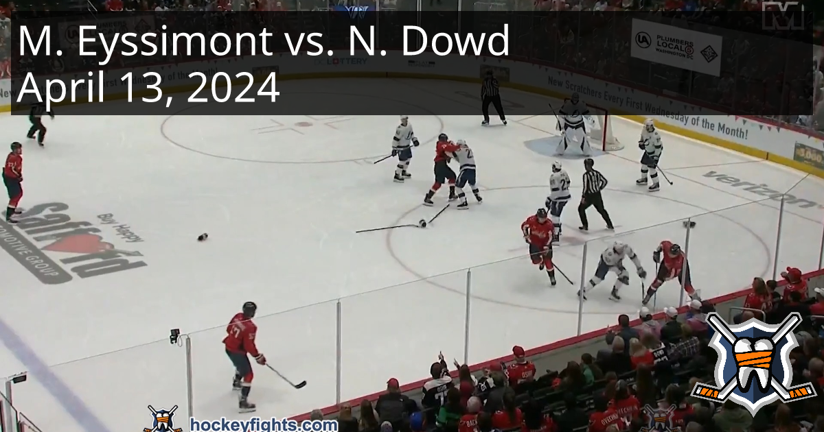Michael Eyssimont vs. Nic Dowd, April 13, 2024 - Tampa Bay Lightning vs ...