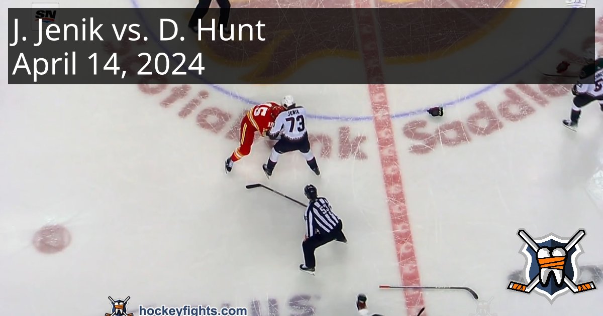 Jan Jenik vs. Dryden Hunt, April 14, 2024 - Arizona Coyotes vs. Calgary ...