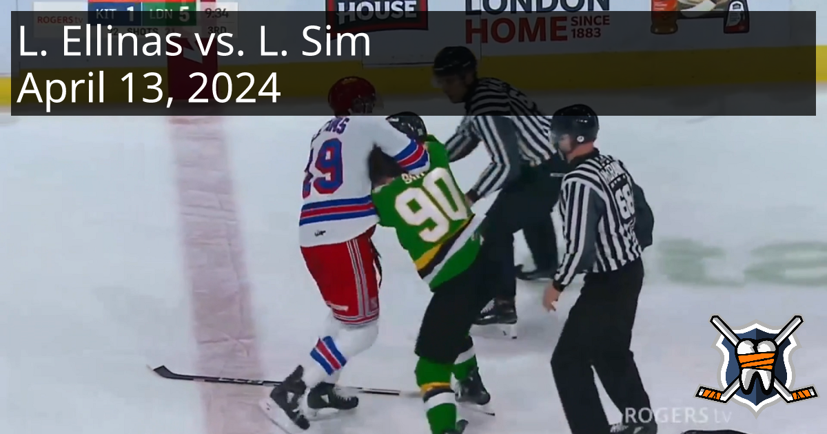 Lucas Ellinas vs. Landon Sim, April 13, 2024 - Kitchener Rangers vs ...
