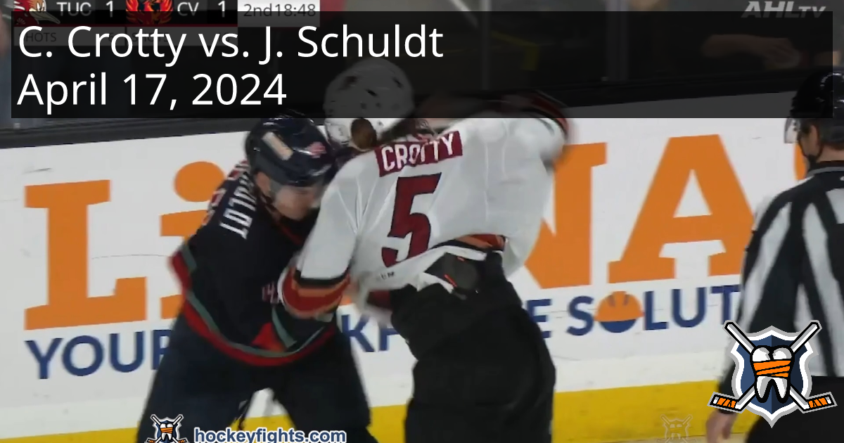Cameron Crotty vs. Jimmy Schuldt, April 17, 2024 - Tucson Roadrunners ...