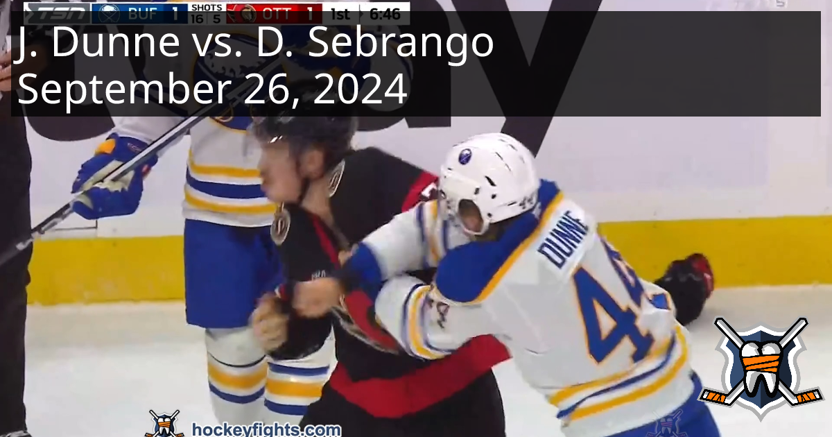 Josh Dunne vs. Donovan Sebrango, September 26, 2024 - Buffalo Sabres vs ...