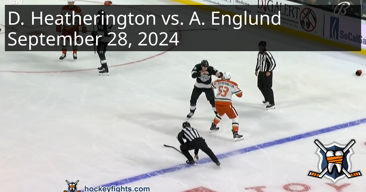Dillon Heatherington vs. Andreas Englund, September 28, 2024 - Anaheim ...