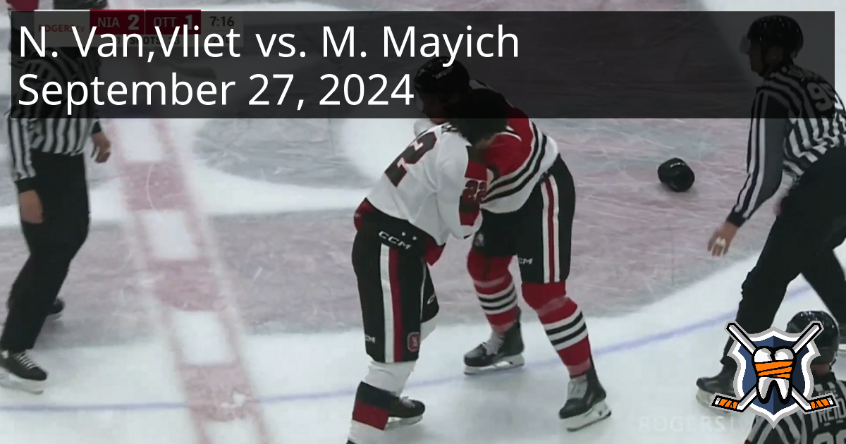 Noah Van Vliet vs. Matthew Mayich, September 27, 2024 - Niagara IceDogs ...