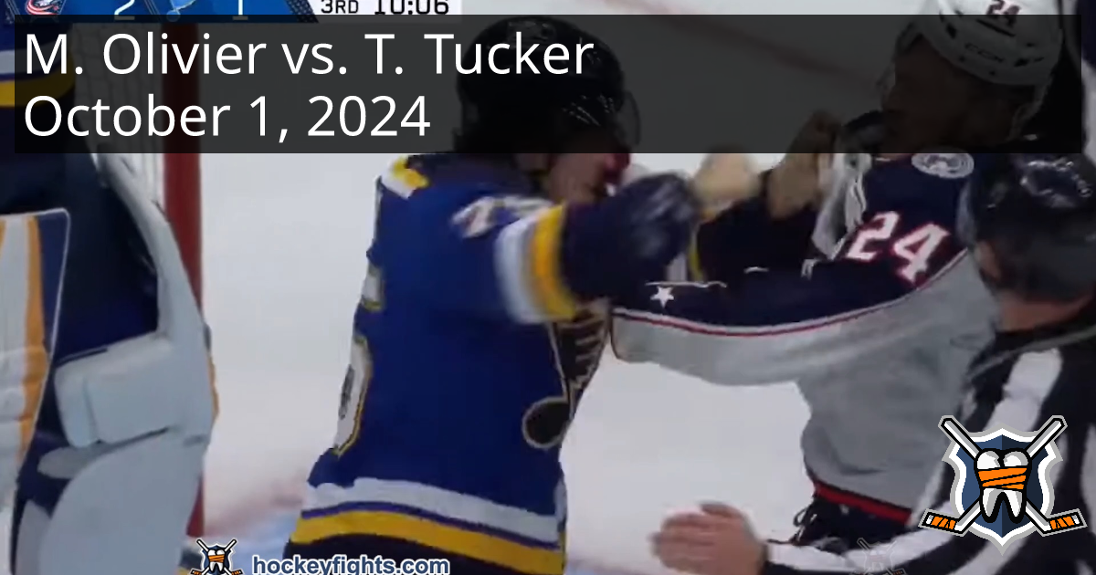 Mathieu Olivier vs. Tyler Tucker, October 1, 2024 - Columbus Blue ...