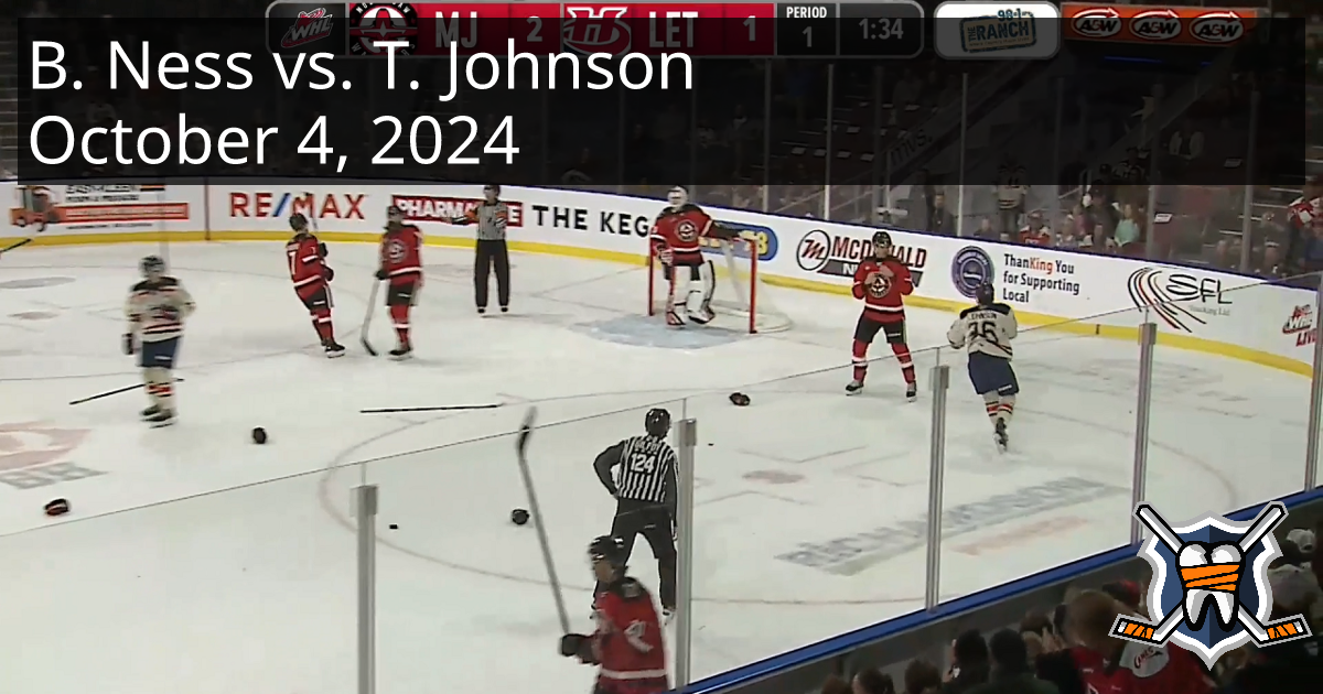 Brady Ness vs. Trae Johnson, October 4, 2024 - Moose Jaw Warriors vs ...