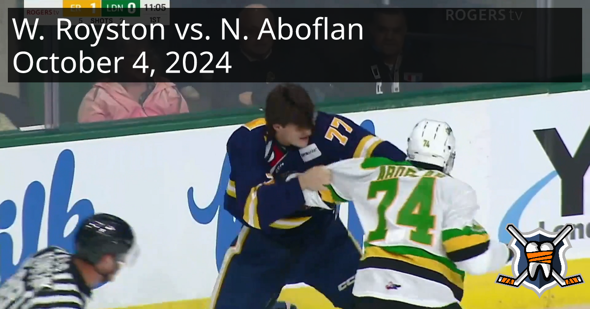 Wesley Royston vs. Noah Aboflan, October 4, 2024 - Erie Otters vs ...