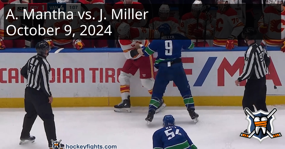 Anthony Mantha vs. J.T. Miller, October 9, 2024 - Calgary Flames vs ...