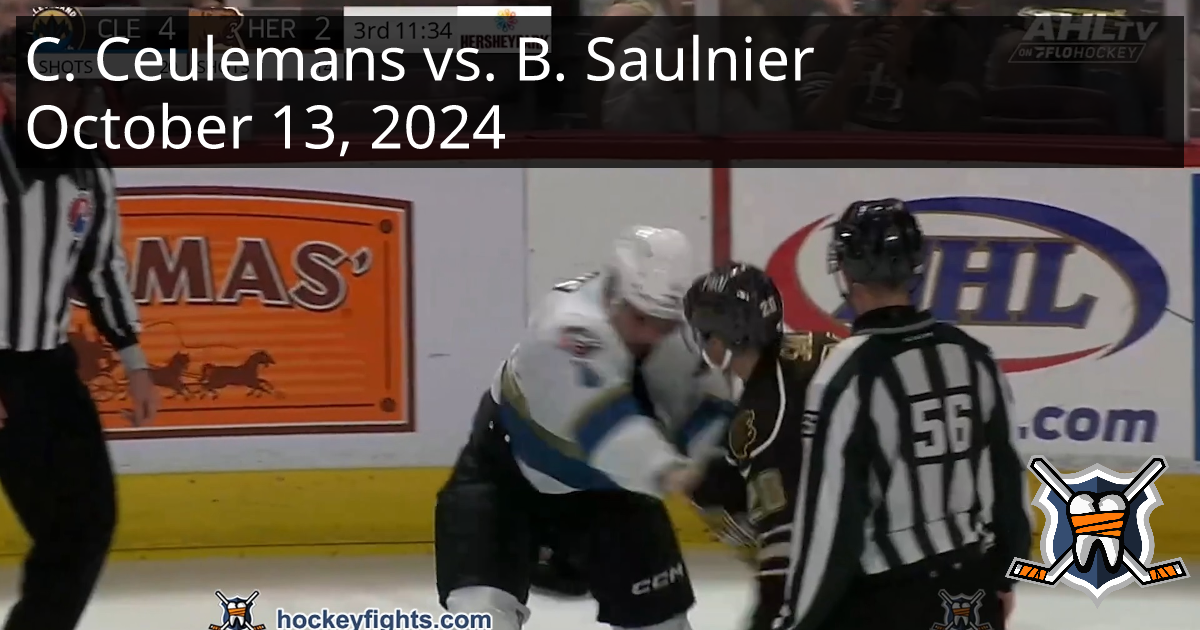 Corson Ceulemans vs. Brennan Saulnier, October 13, 2024 - Cleveland Monsters vs. Hershey Bears ...