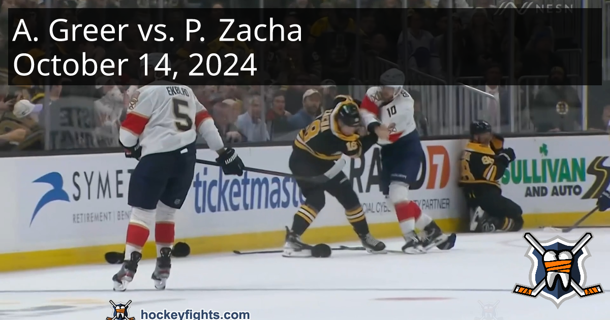 A.J. Greer vs. Pavel Zacha, October 14, 2024 - Florida Panthers vs ...