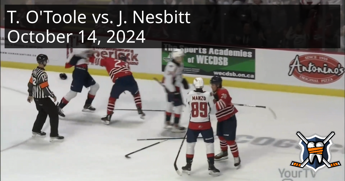 Tyler O'Toole vs. Jack Nesbitt, October 14, 2024 - Oshawa Generals vs ...